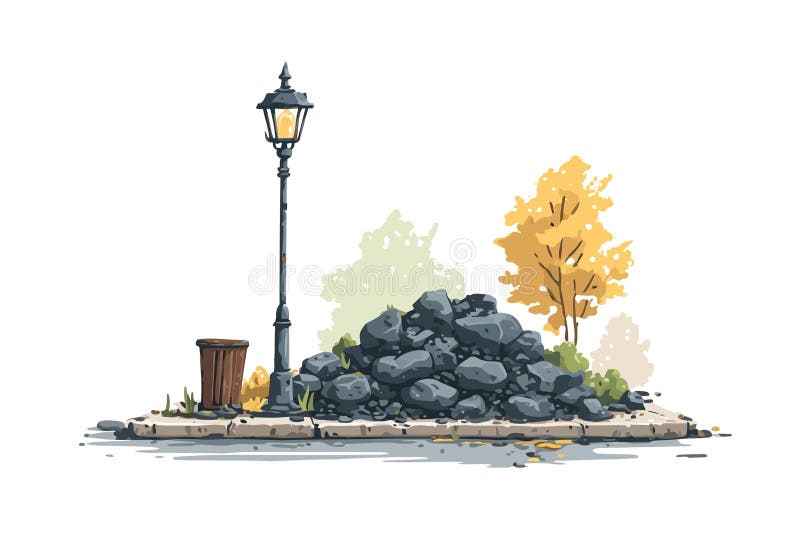 Construction Debris Blocking Sidewalk in City Environment Isolated ...