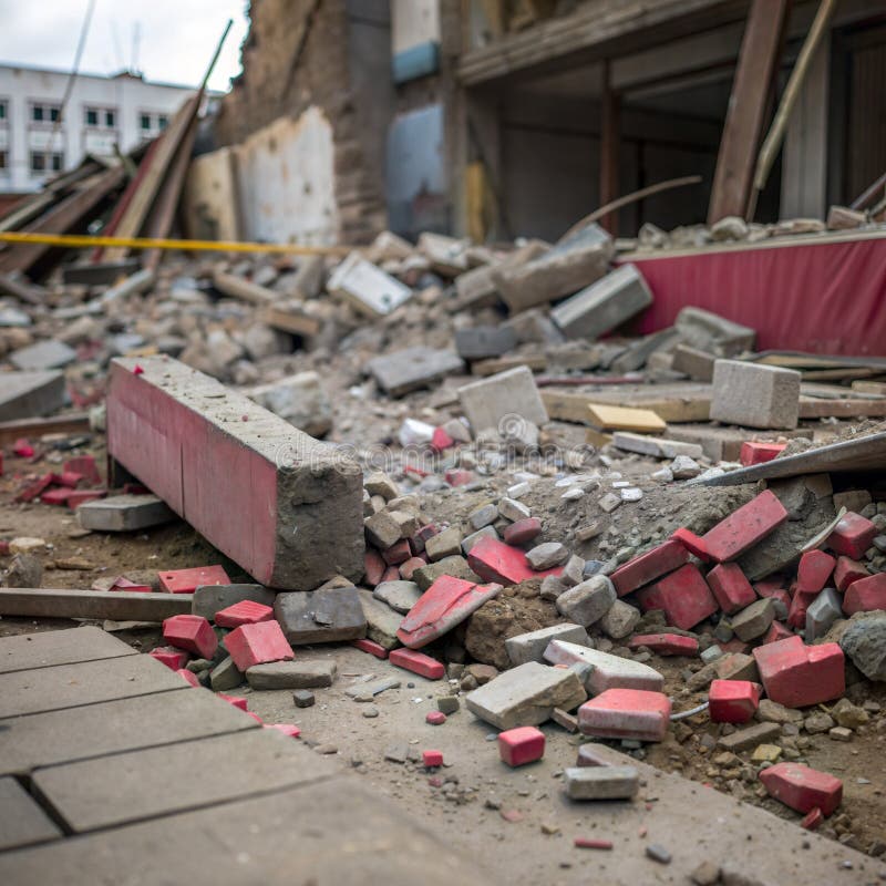Construction Debris Pile at a Demolished Building Stock Illustration ...