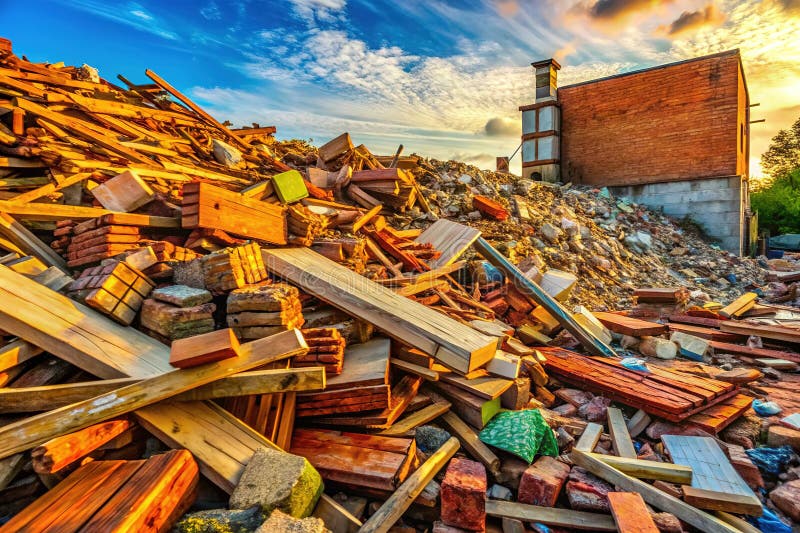 Construction Debris Pile a Visual Representation of Waste Management ...