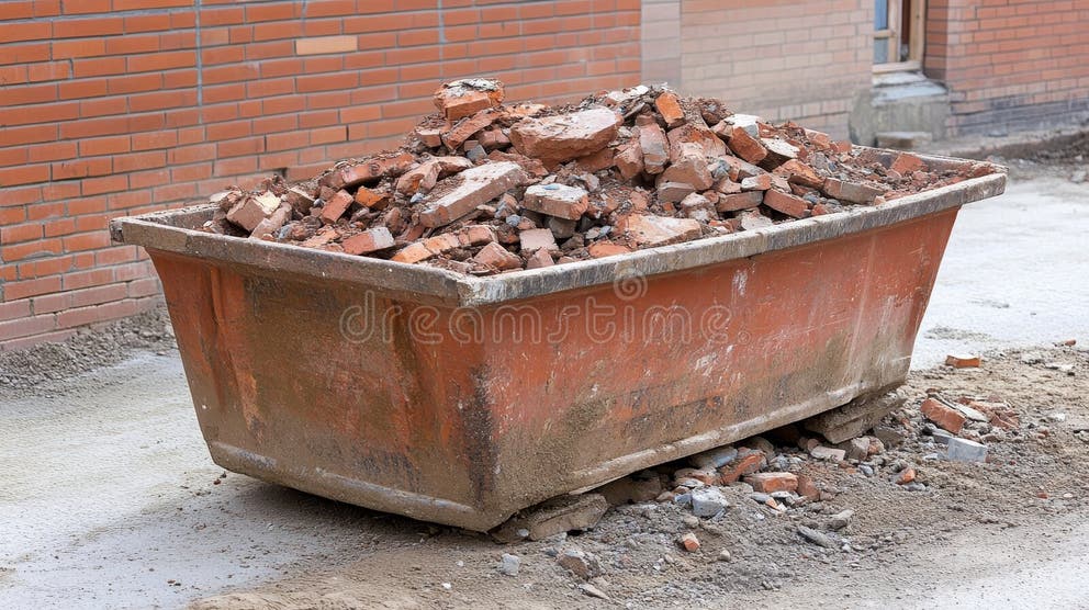 Construction Debris Removal, Building Waste Container Filled with ...