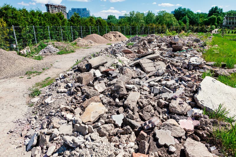 Construction Debris and Rubble Stock Image - Image of mess, green ...