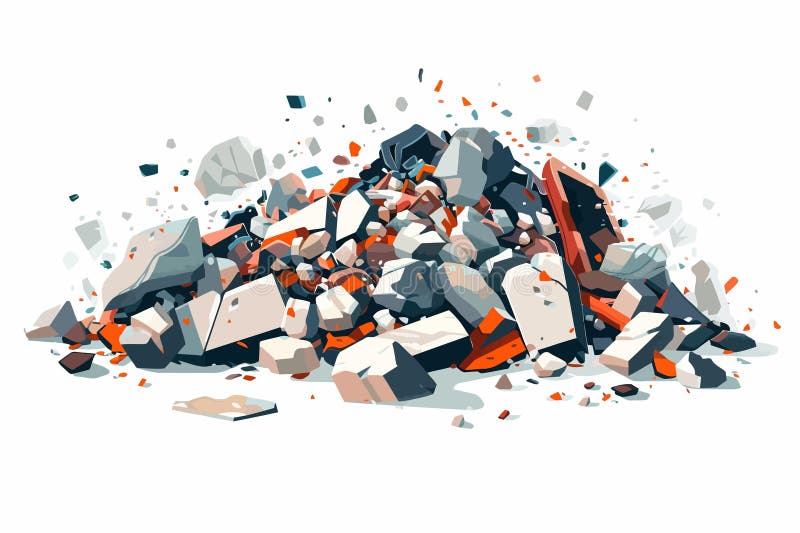 Construction Debris Site Industrial Waste Management Isolated ...