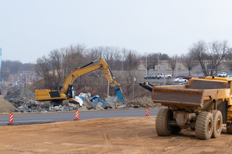 Construction Demolition Waste Site Stock Image - Image of machinery ...