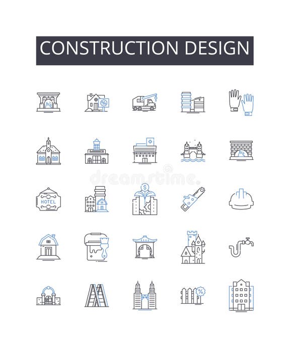 Construction Design Line Icons Collection. Immersion, Interface ...