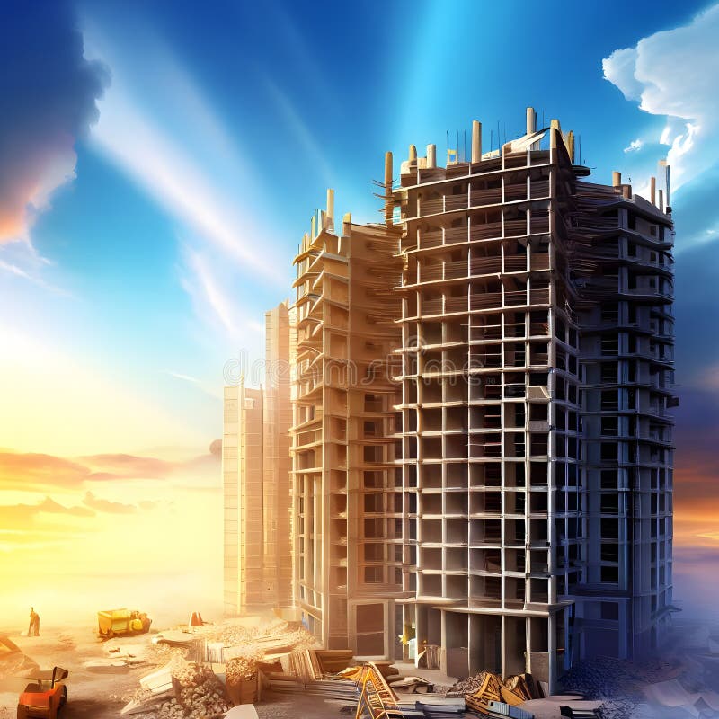 Construction Design with Modern Apartment Structures in Progress Ai ...