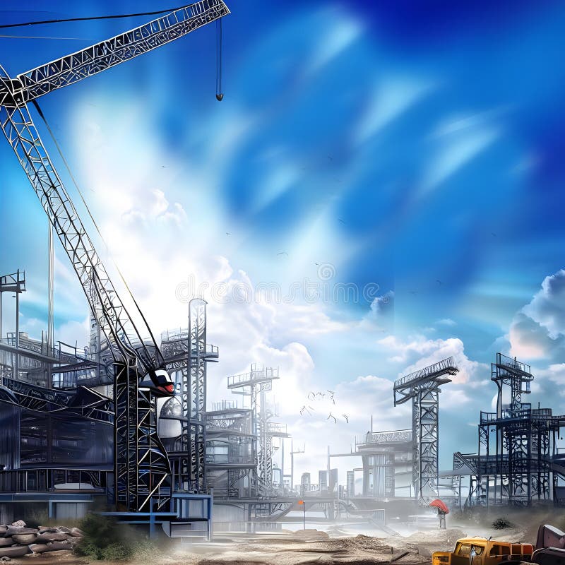 Construction Design with Modern Under Constructed Building and ...