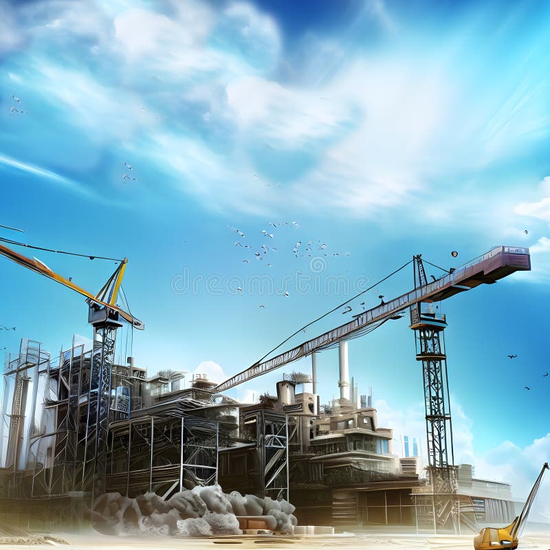 Construction Design with Modern Under Constructed Building and ...