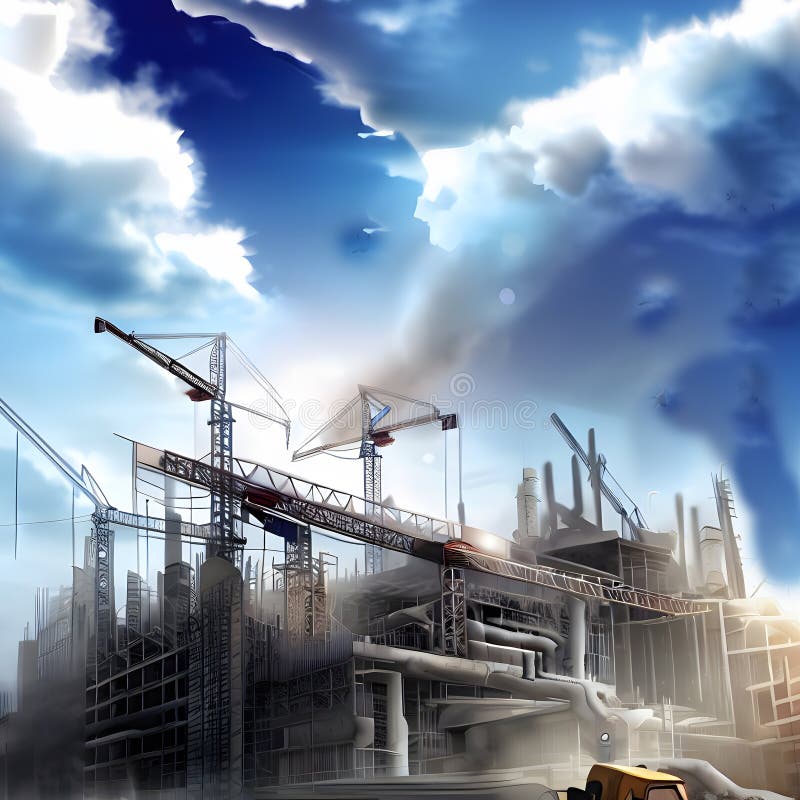 Construction Design with Modern Under Constructed Building and ...