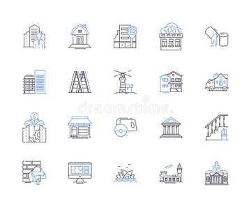 Construction Design Outline Icons Collection. Architecture, Drafting ...