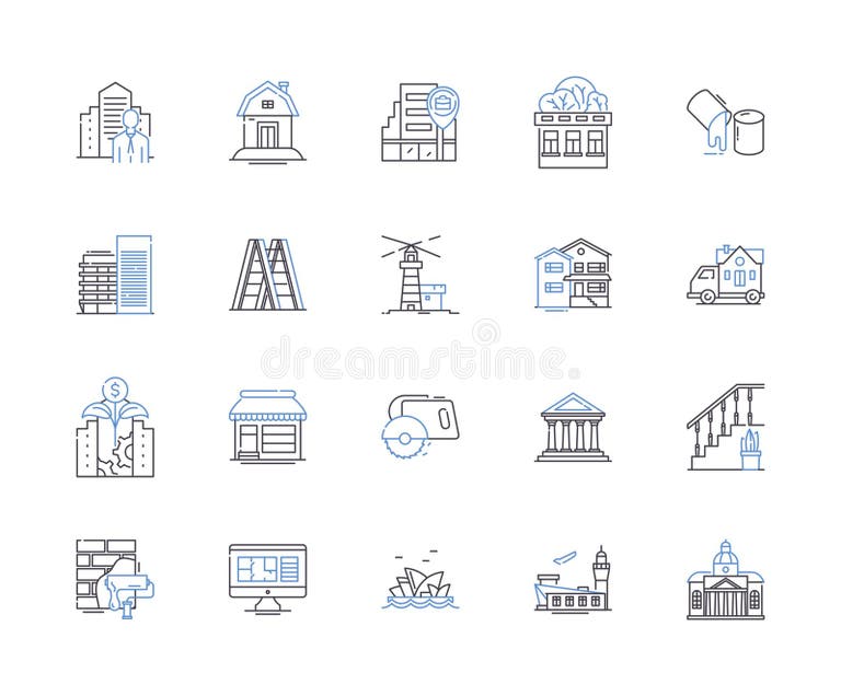 Construction Design Outline Icons Collection. Architecture, Drafting ...