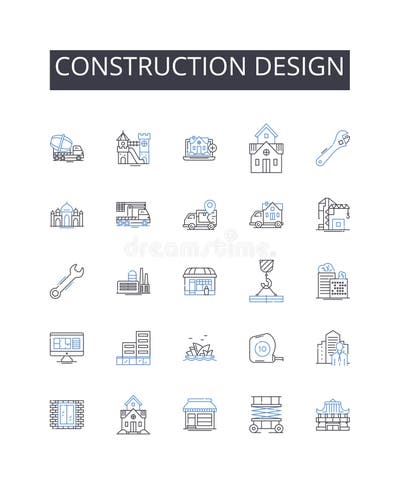 Construction Design Line Icons Collection. Building Planning ...