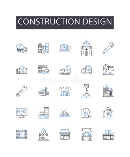 Construction Design Line Icons Collection. Building Planning ...