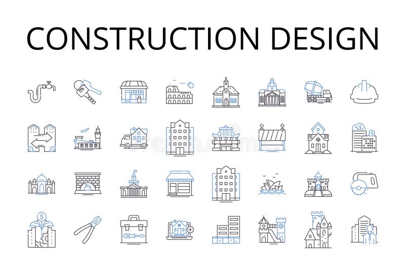 Construction Design Line Icons Collection. Building Planning ...