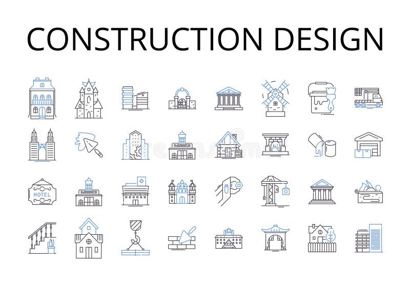 Construction Design Line Icons Collection. Building Planning ...