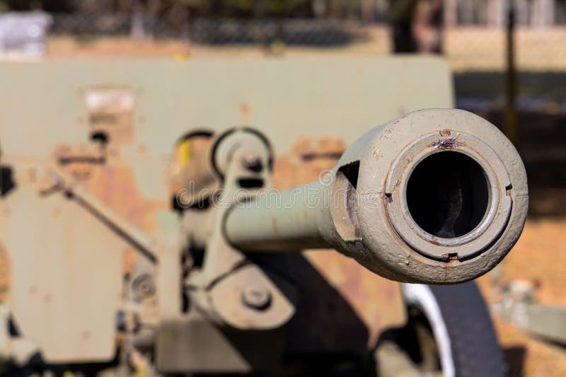 Cannon Barrel Muzzle Brake Outlet. Stock Photo - Image of combat ...