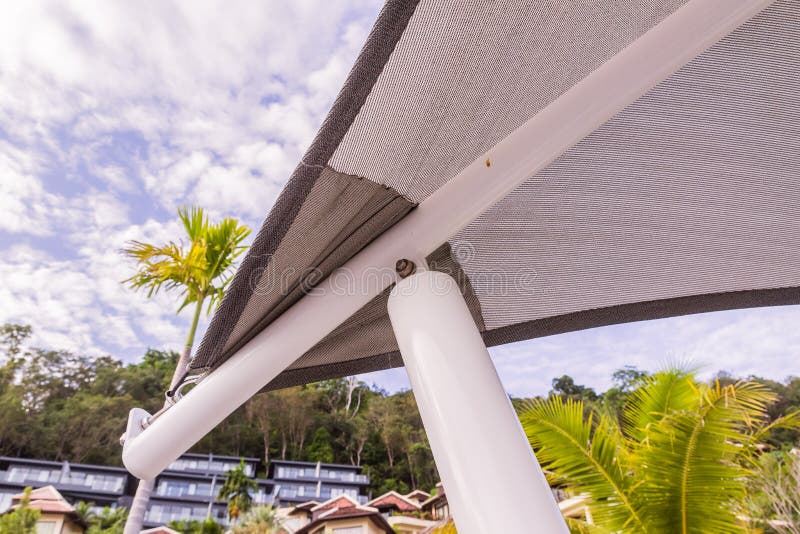 Construction Details : Roof Canvas Corner with Steel Structure Stock ...