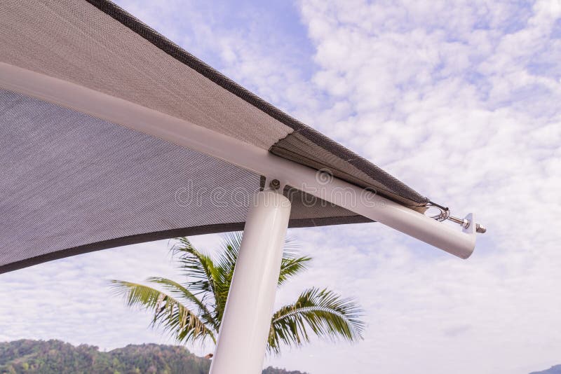 Construction Details : Roof Canvas Corner with Steel Structure Stock ...