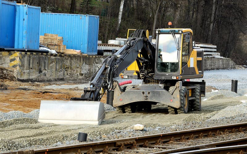 Construction Digger, Excavation Stock Image - Image of loader, rail ...