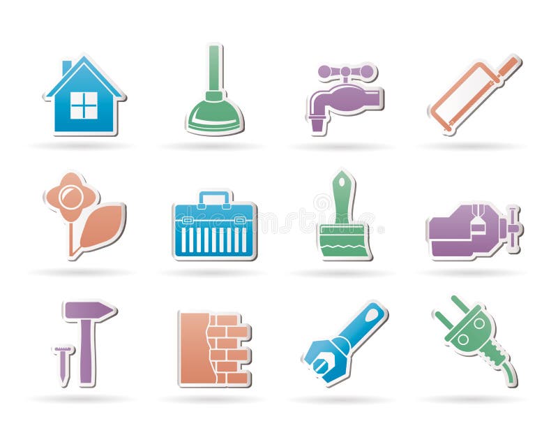 Construction and Do it Yourself Icons Stock Vector - Illustration of ...