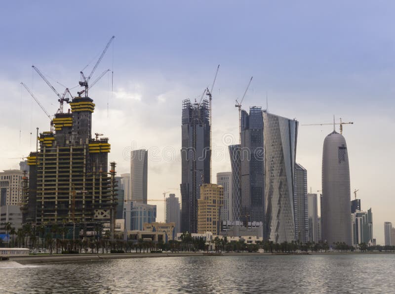 Construction of the Doha, Qatar Skyline Editorial Stock Photo - Image ...