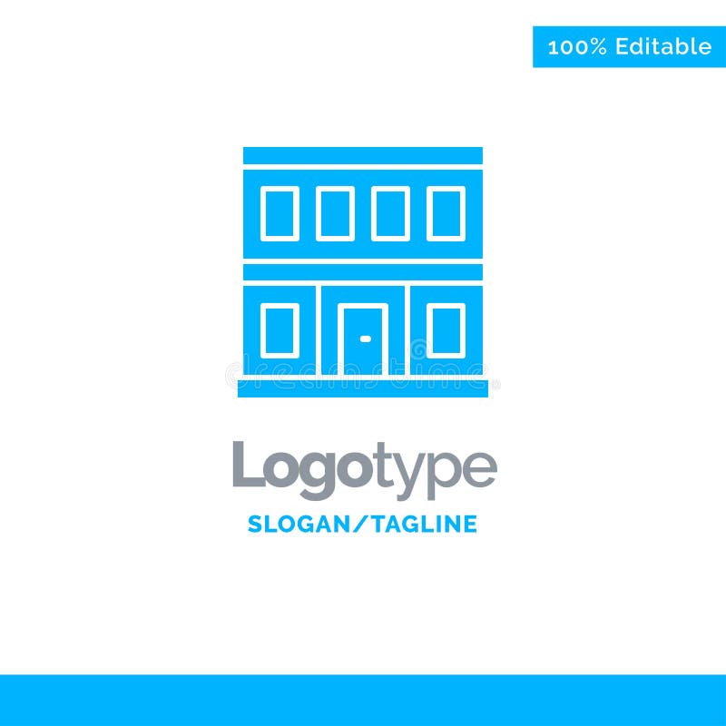 Construction, Door, House, Building Blue Solid Logo Template. Place for ...
