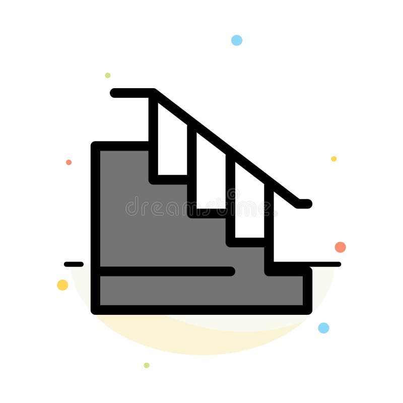 Construction, Down, Home, Stair Abstract Flat Color Icon Template Stock ...