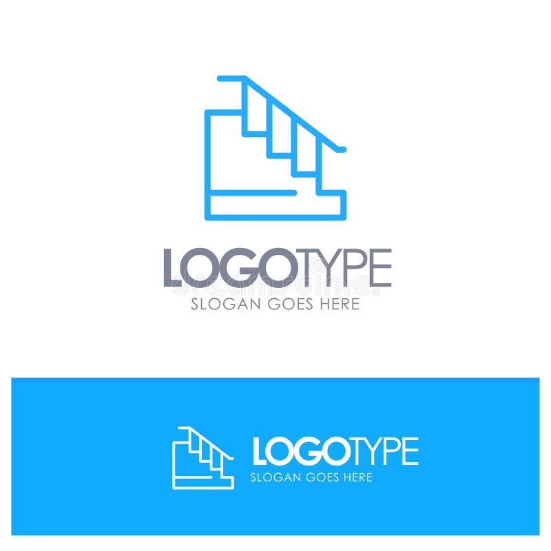 Construction, Down, Home, Stair Blue OutLine Logo with Place for ...