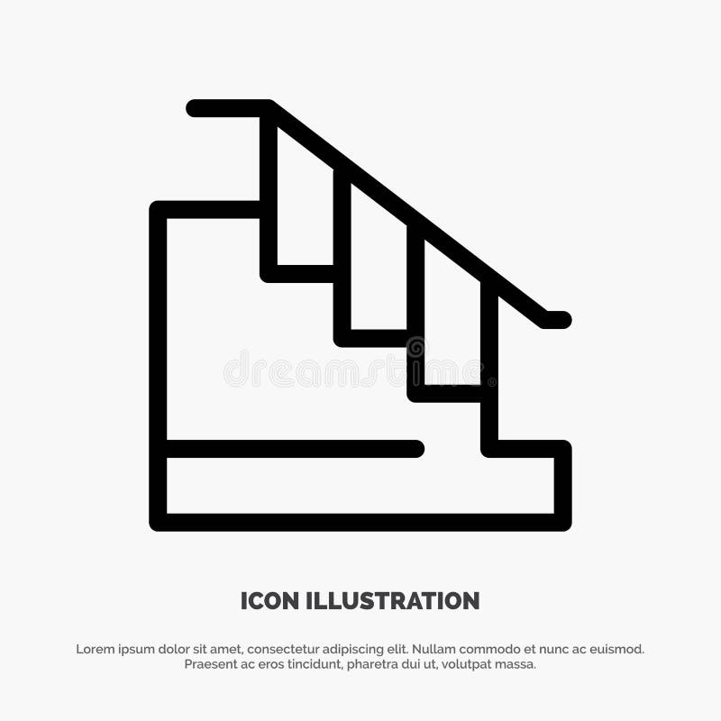 Construction, Down, Home, Stair Line Icon Vector Stock Vector ...