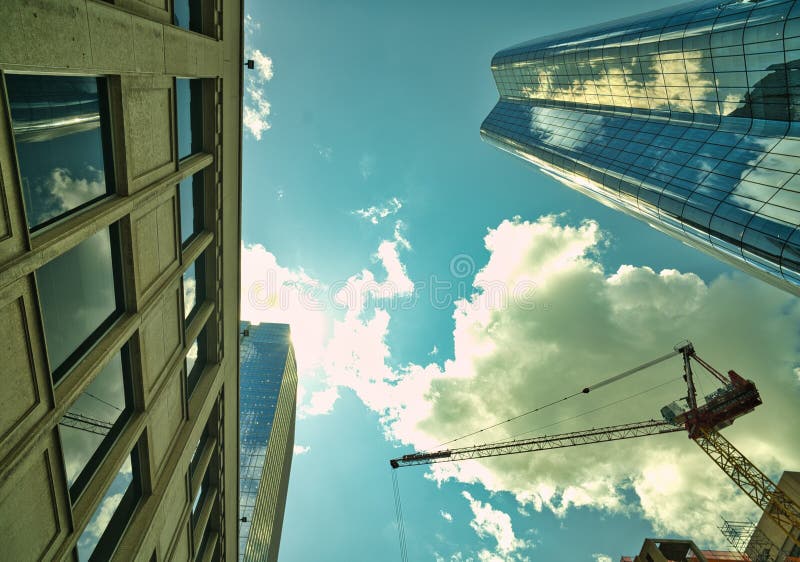 Construction Downtown Calgary Build Up and High Stock Image - Image of ...