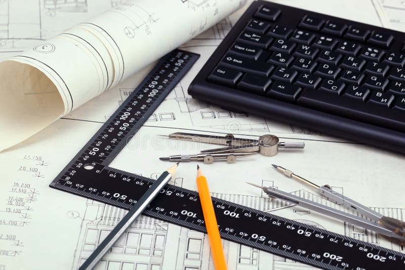 Construction drafts stock photo. Image of design, engineering - 18470490