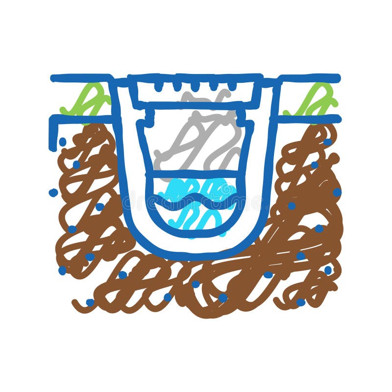 Construction of Drainage System Icon Doodle Illustration Stock ...
