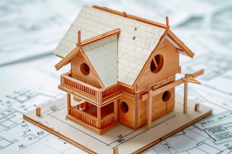 A Construction Drawing of a Bird House Stock Illustration ...