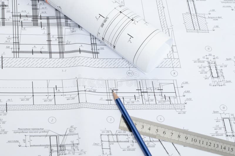 Construction Drawings stock photo. Image of engineer - 19798002