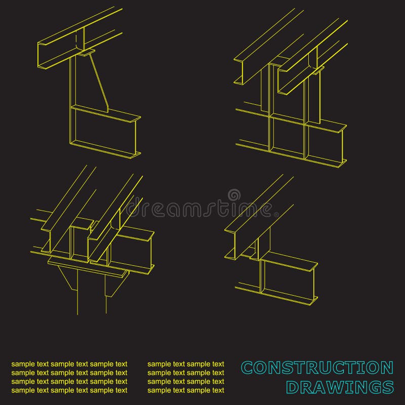 Construction Drawings. 3D Metal Construction. the Beams and Columns ...
