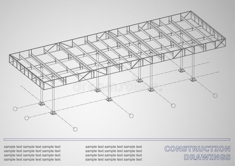 Construction Drawings. 3D Metal Construction. the Beams and Columns ...