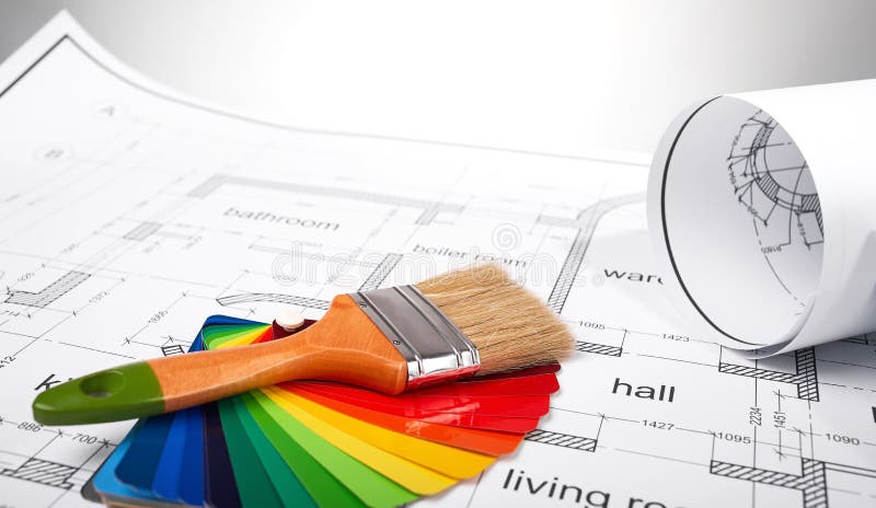 Construction Drawings and Tools Stock Image - Image of home ...