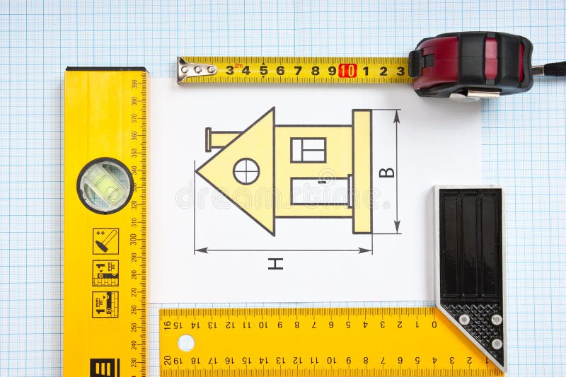 Construction drawings stock photo. Image of ruler, delineation - 142760312