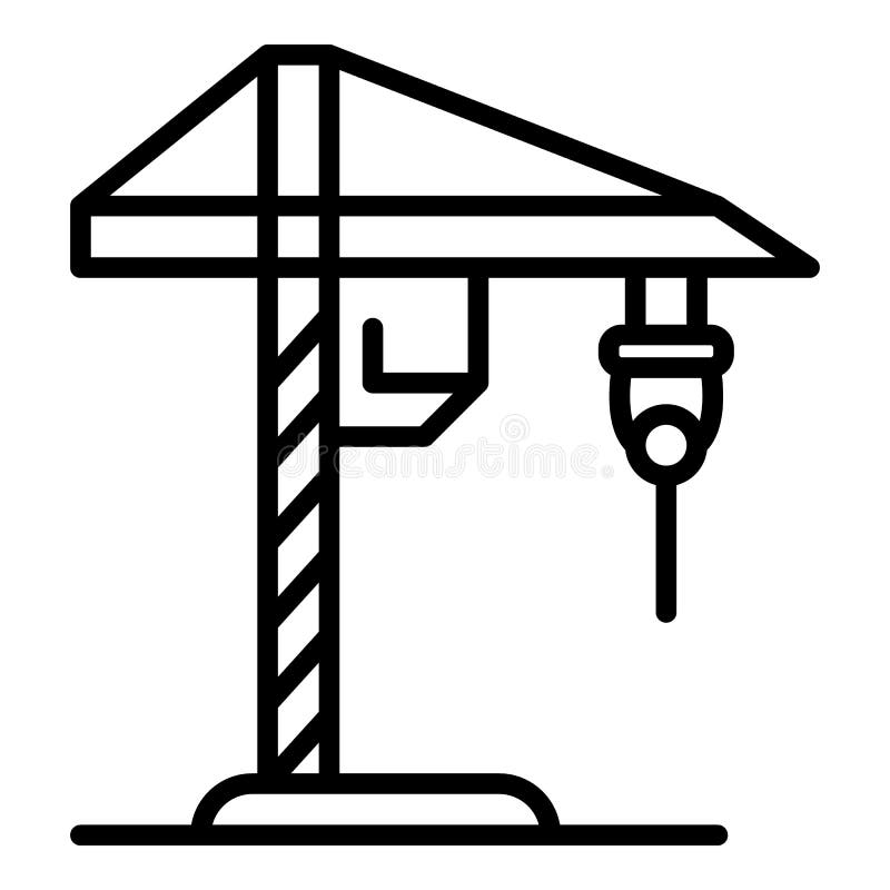 Drill Crane Icon, Outline Style Stock Vector - Illustration of digger ...