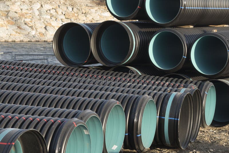 Construction of a Drinking Water Pipeline Stock Image - Image of humid ...