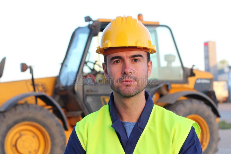Construction Driver with Excavator on the Background Stock Photo ...