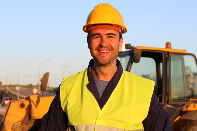 Construction Driver with Excavator on the Background Stock Image ...
