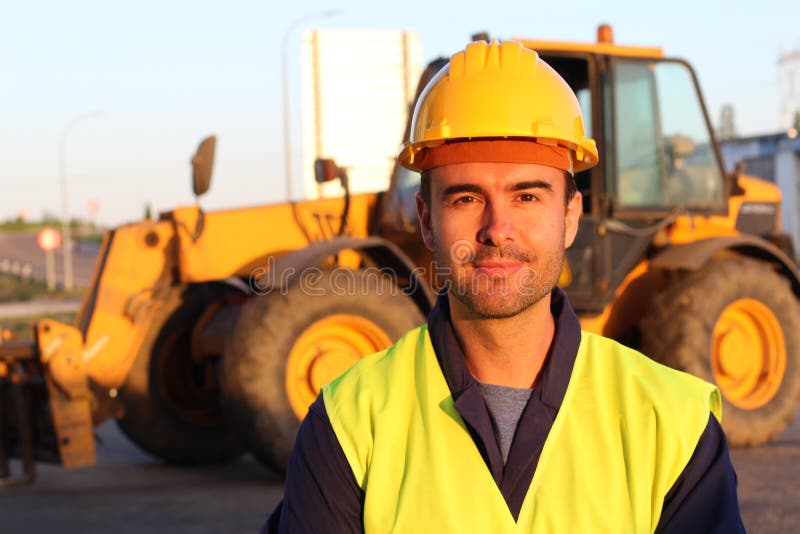 Construction Driver with Excavator on the Background Stock Image ...