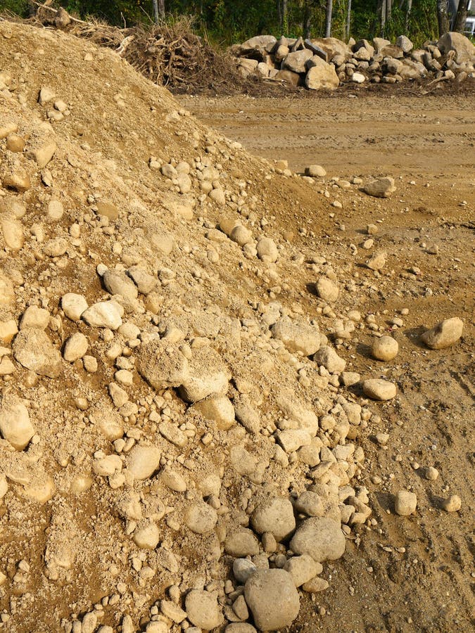Construction: Earth Pile and Excavated Rocks Stock Photo - Image of ...