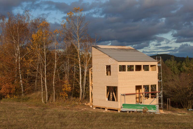 Construction of Ecological House. External Work on the Building ...