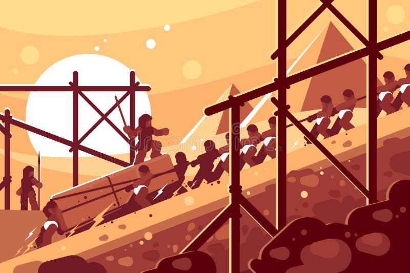 Construction of Egyptian Pyramids Stock Illustration - Illustration of ...