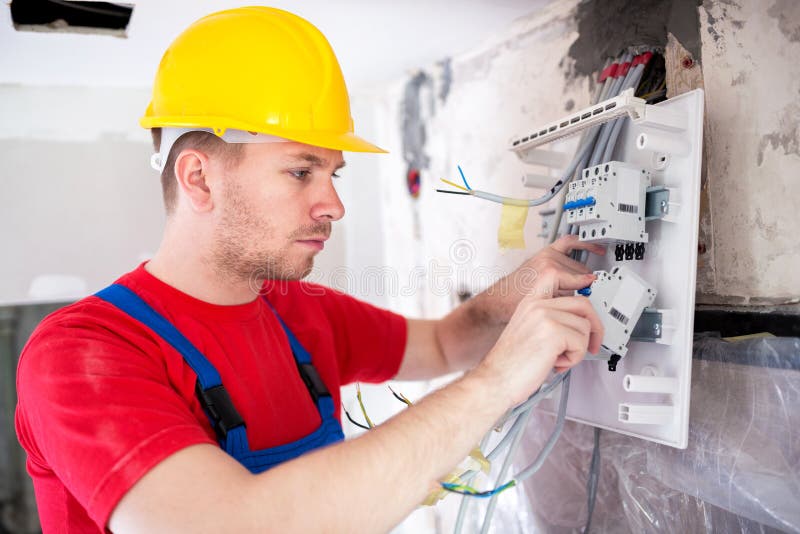 Construction of Electric System Inside a Building Stock Image - Image ...