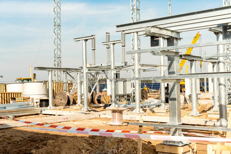 Construction of Electrical Substation and Equipment Installation Stock ...
