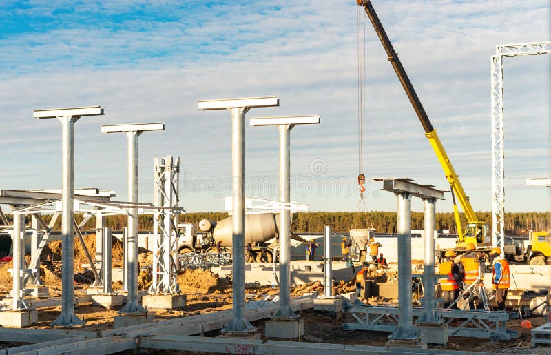 Construction of Electrical Substation and Equipment Installation Stock ...