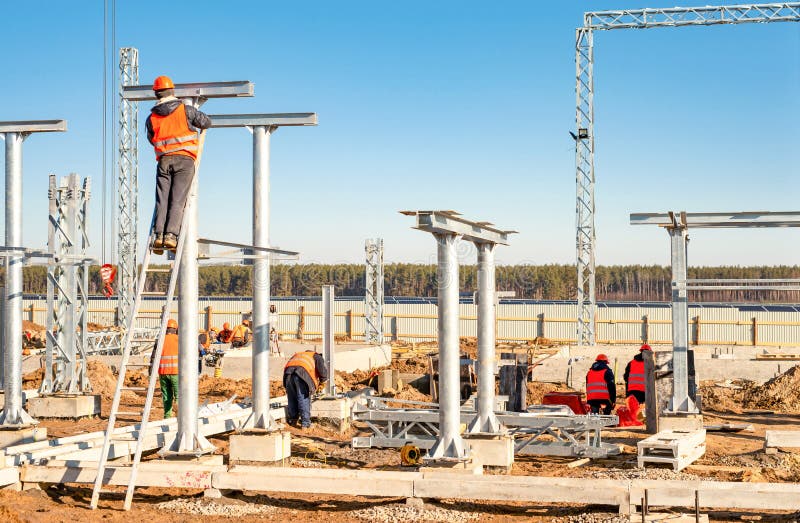 Construction of Electrical Substation and Equipment Installation Stock ...