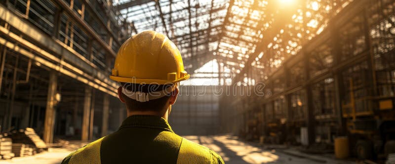 A Construction Electrician is Depicted Working in a Factory, Wearing a ...